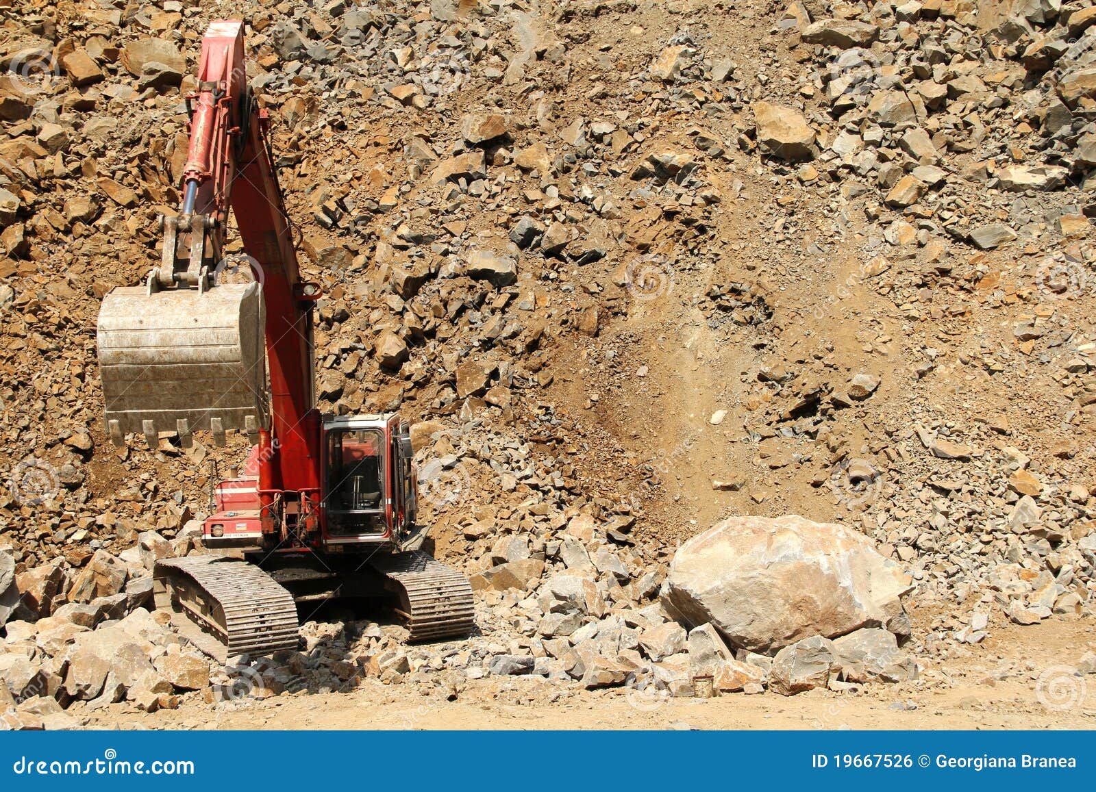 Stone quarry excavator stock photo. Image of grab, resources - 19667526