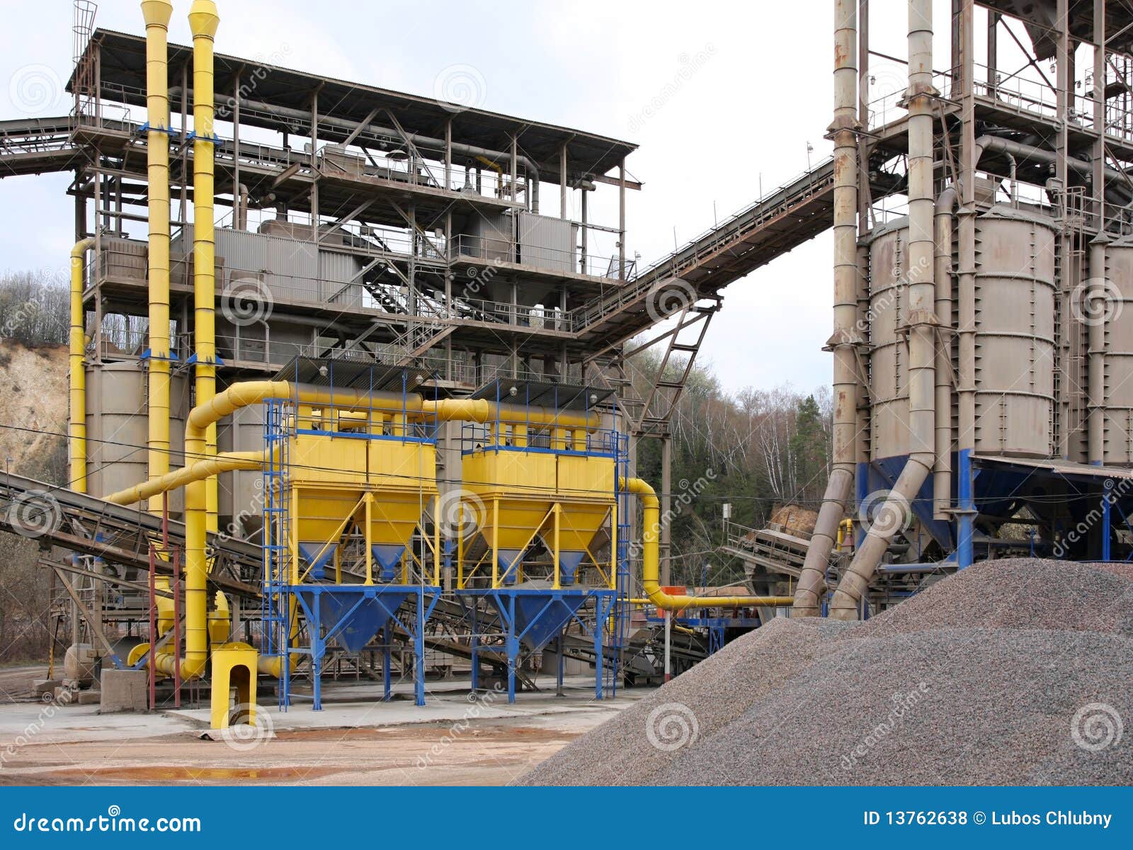 Stone quarry with silos stock photo. Image of energy - 13762638