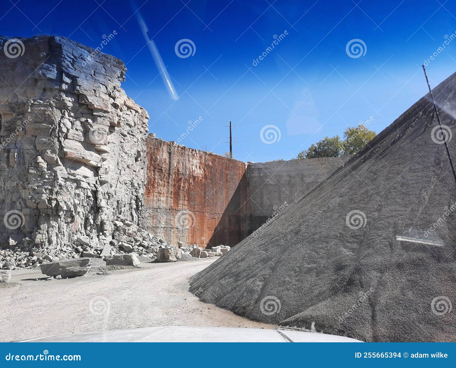 Stone Quarry Wisconsin sky stock photo. Image of work - 255665394
