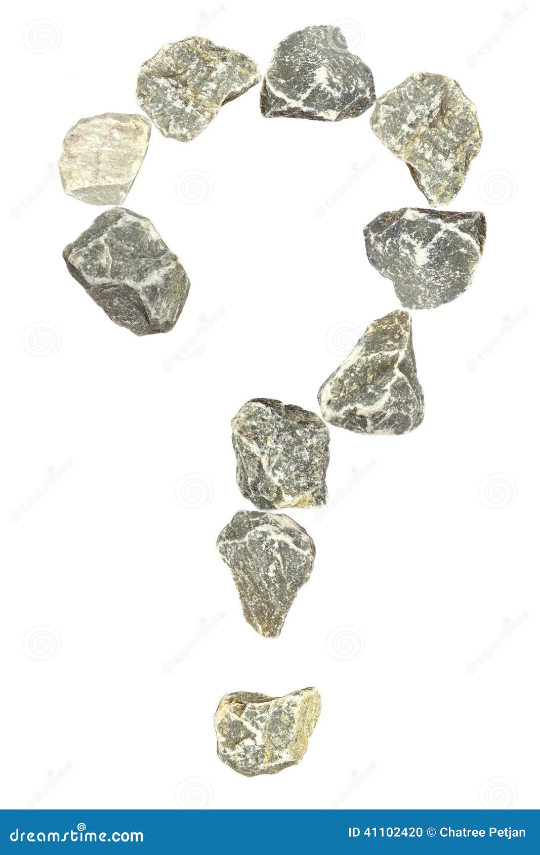 Stone Question Mark In Air Above Woman`s Open Palm On Light-blue ...