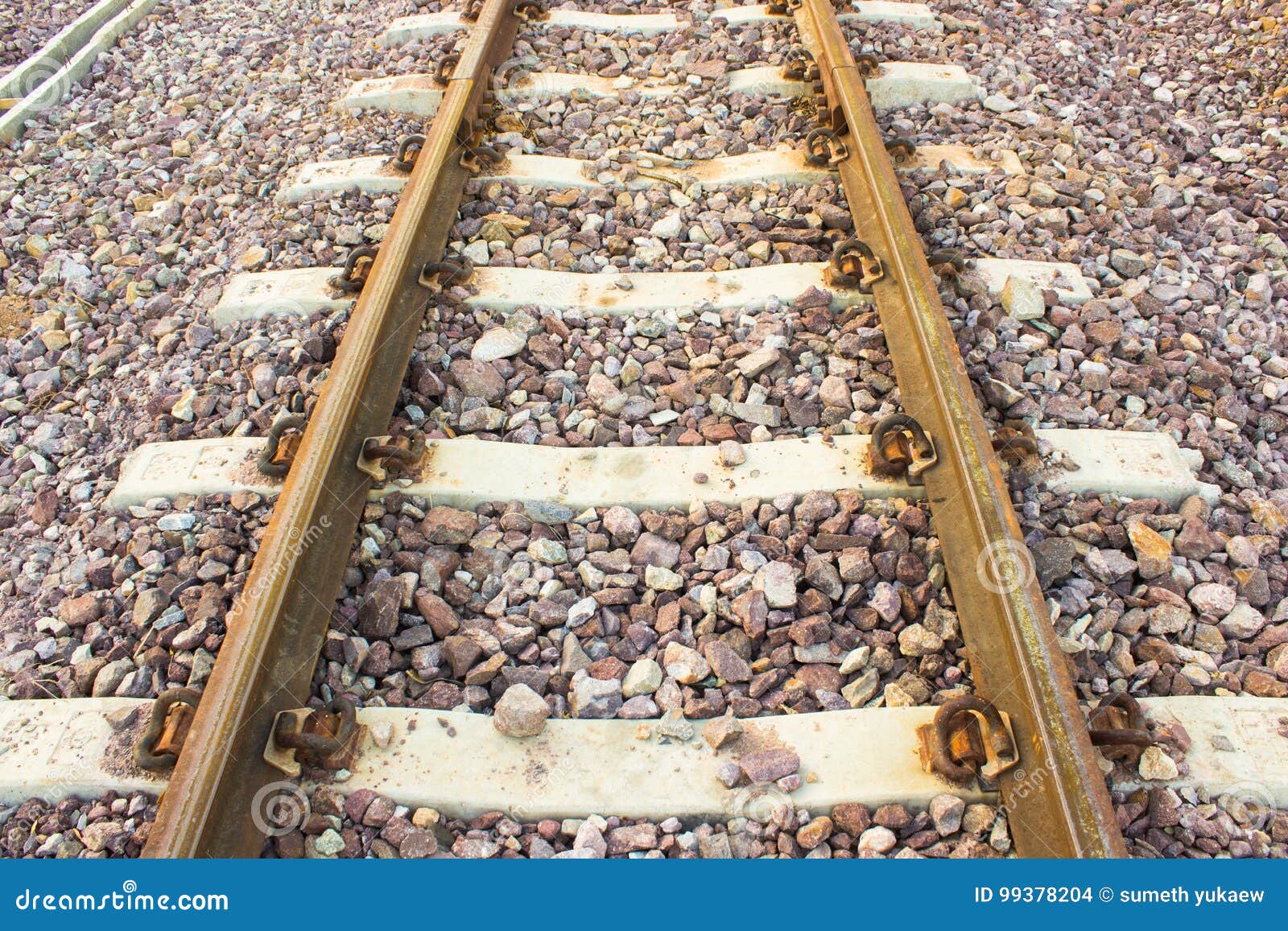 Stone on the Rail Way in the Morning with Copy Space and for Train ...