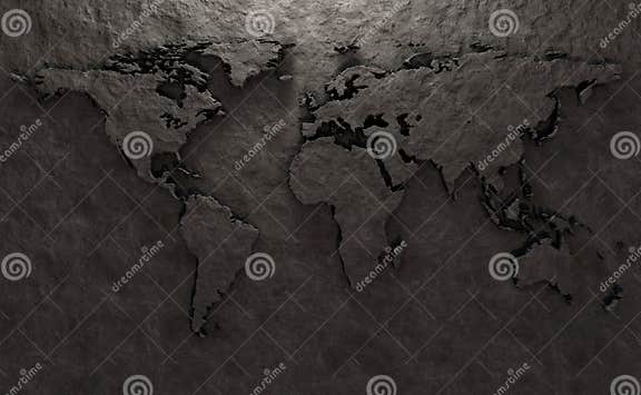 Stone Relief of a World Map Stock Illustration - Illustration of ...