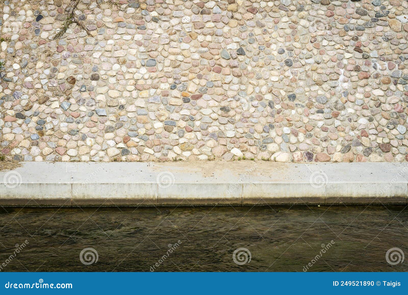 Stone Retaining Wall of the River Bank Stock Photo - Image of ...