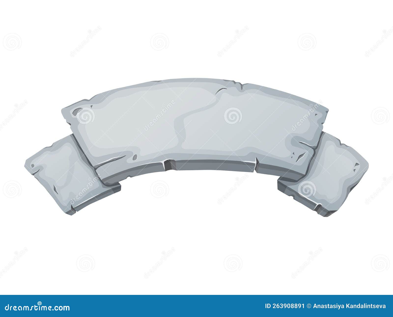 Stone Ribbon. Stone Banner Elements for Game and Web in Cartoon Style ...