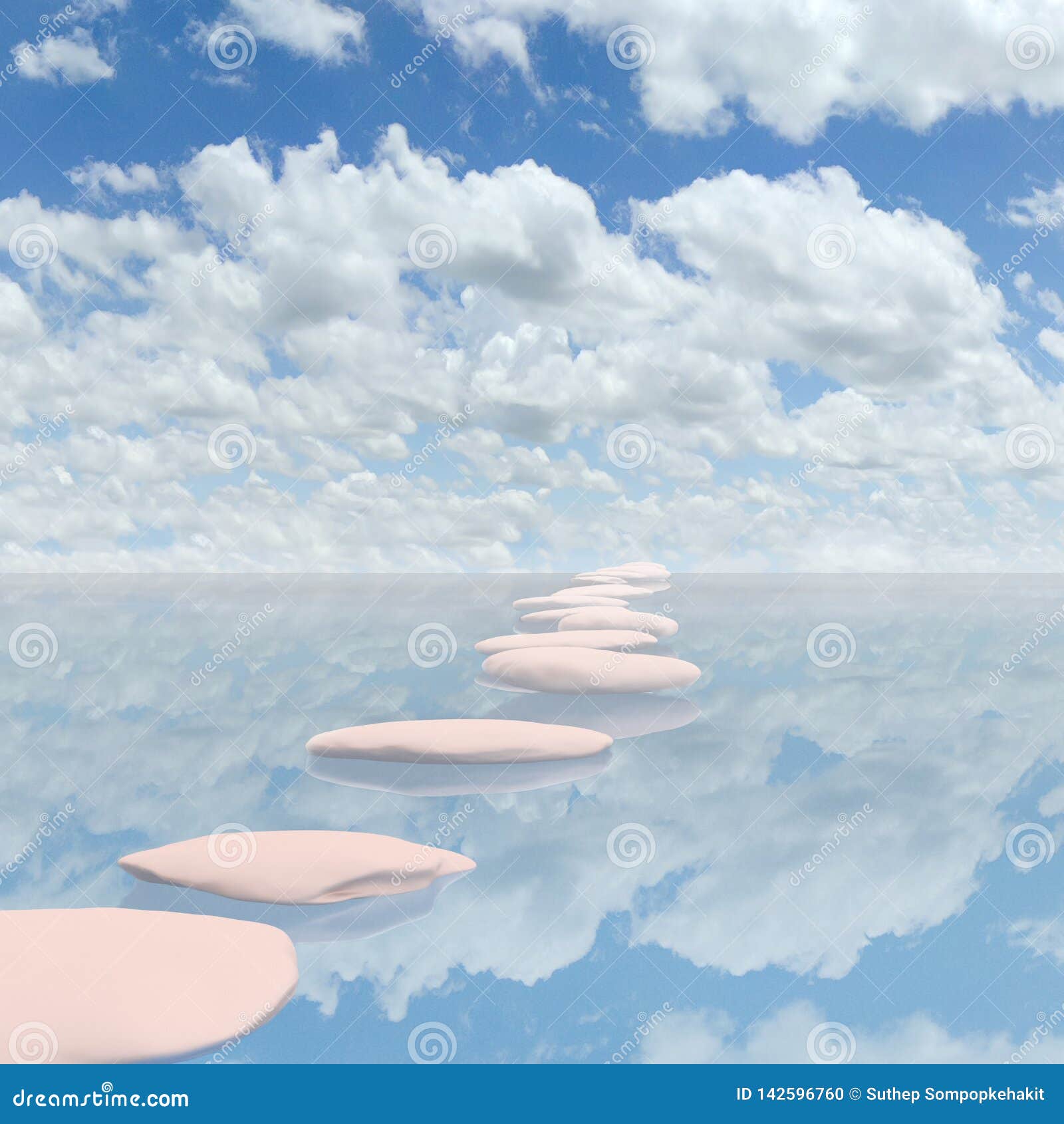 Stone on River ,3D Rendering Stock Illustration - Illustration of ...