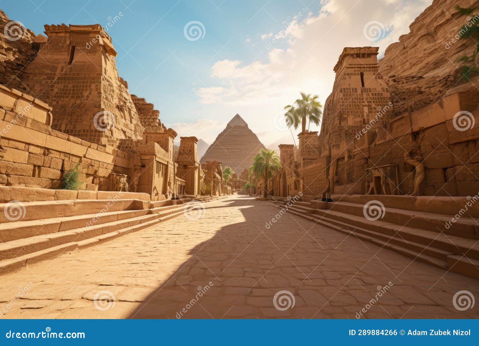 A Stone Road Leading To a Pyramid Stock Illustration - Illustration of ...