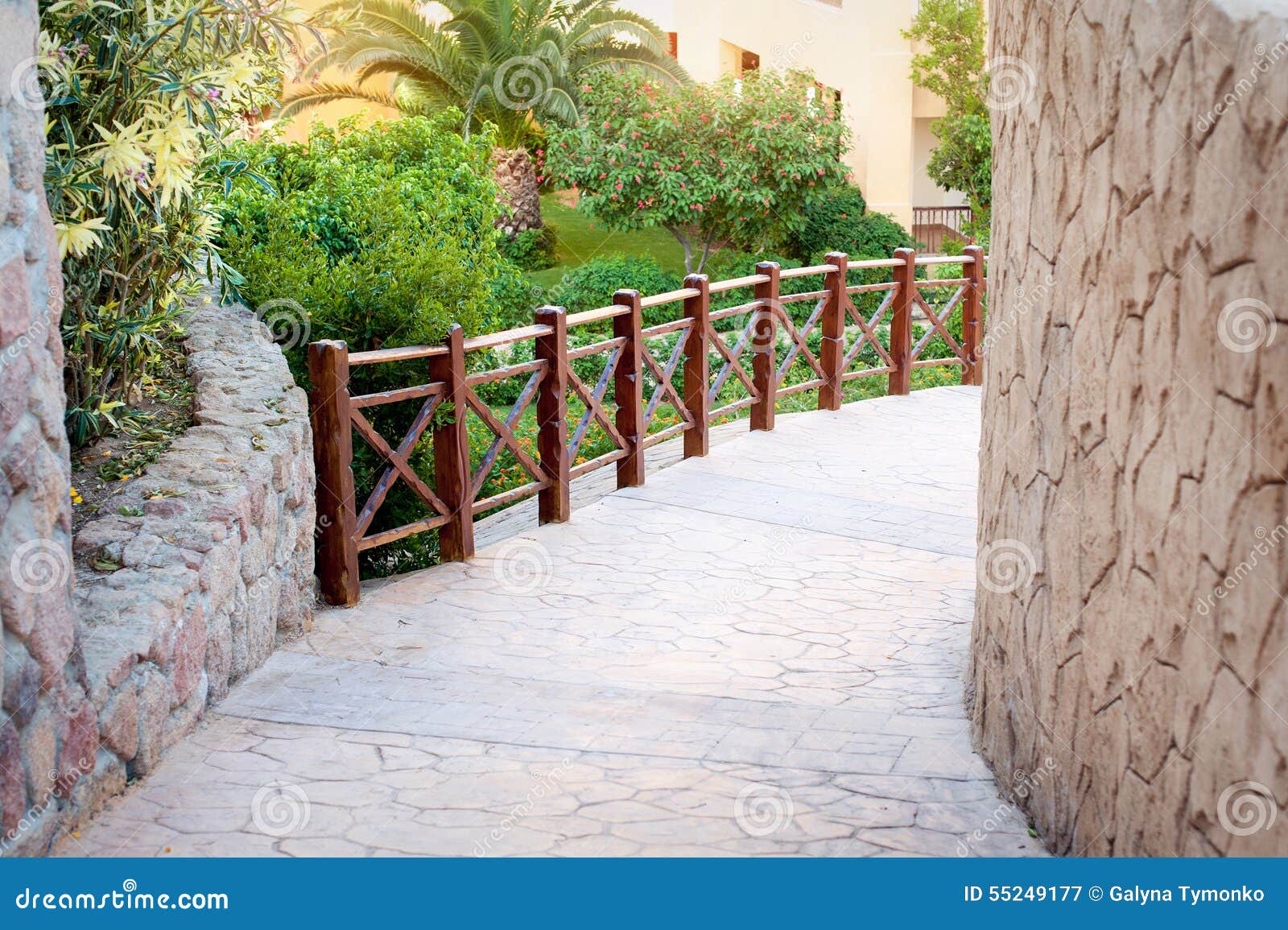 Stone Road for a Walk with a Handrail Stock Image - Image of silence ...