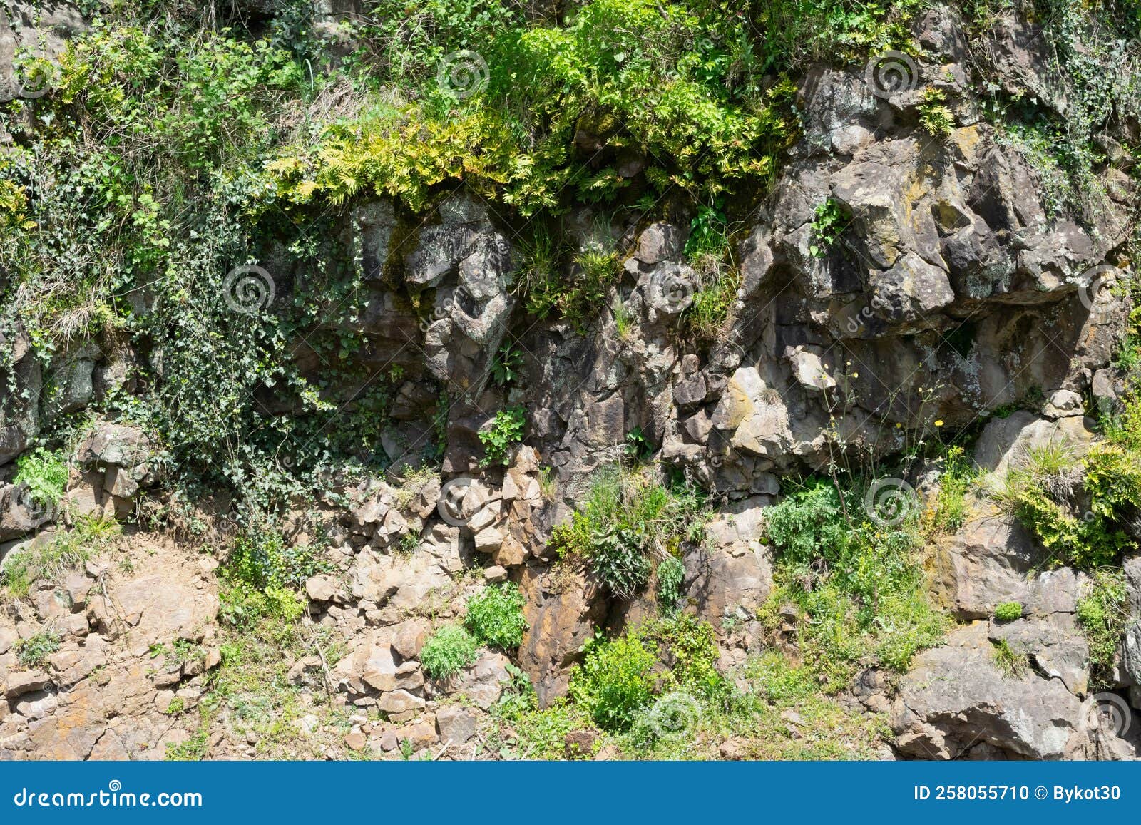 Stone Rock Overgrown with Grass. Mountainous Area Stock Photo - Image ...