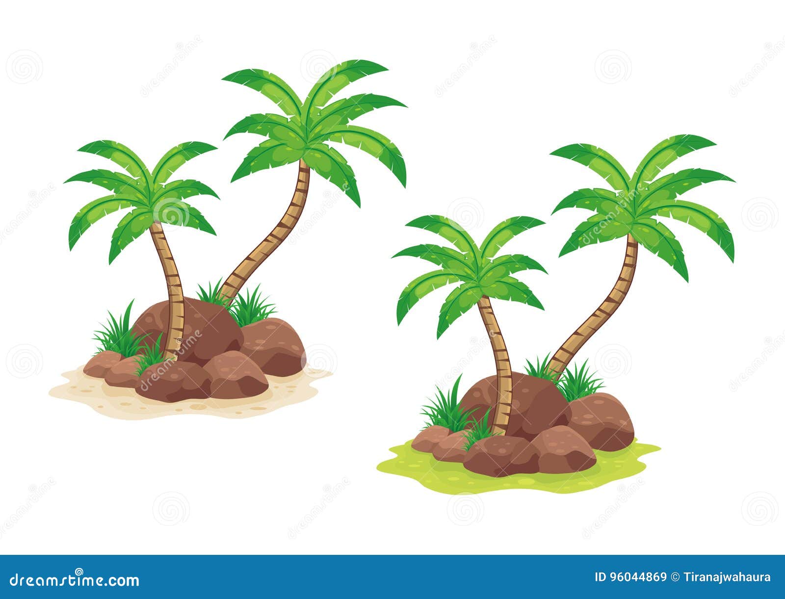 Stone / Rock with Coconut Tree Stock Vector - Illustration of brown ...
