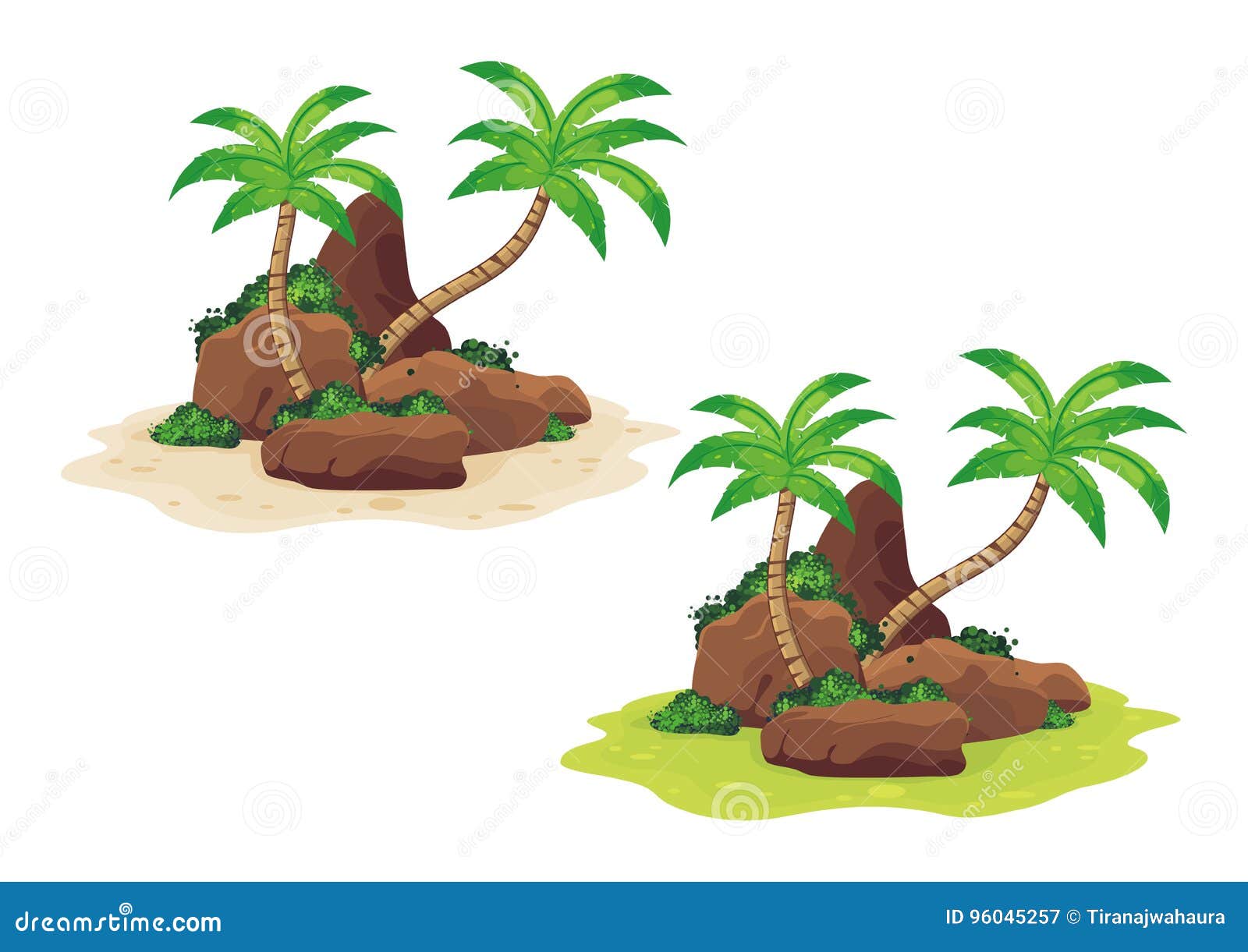 Stone / Rock with Coconut Tree Stock Vector - Illustration of ...