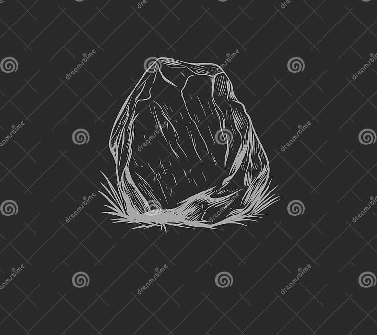 Stone, Rock Hand-drawn Illustration Stock Vector - Illustration of ...