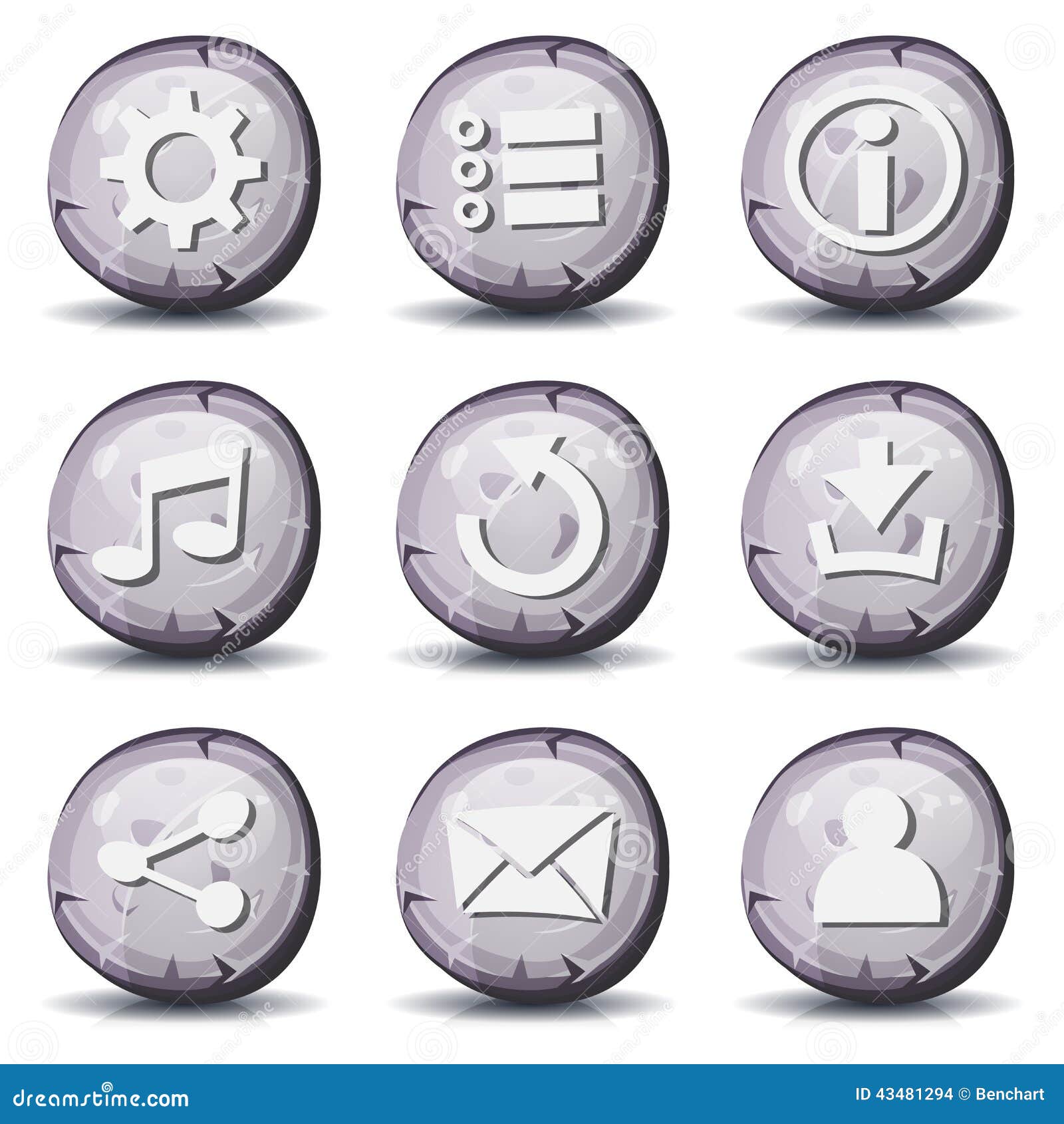 Stone and Rock Icons for Ui Game Stock Vector - Illustration of message ...