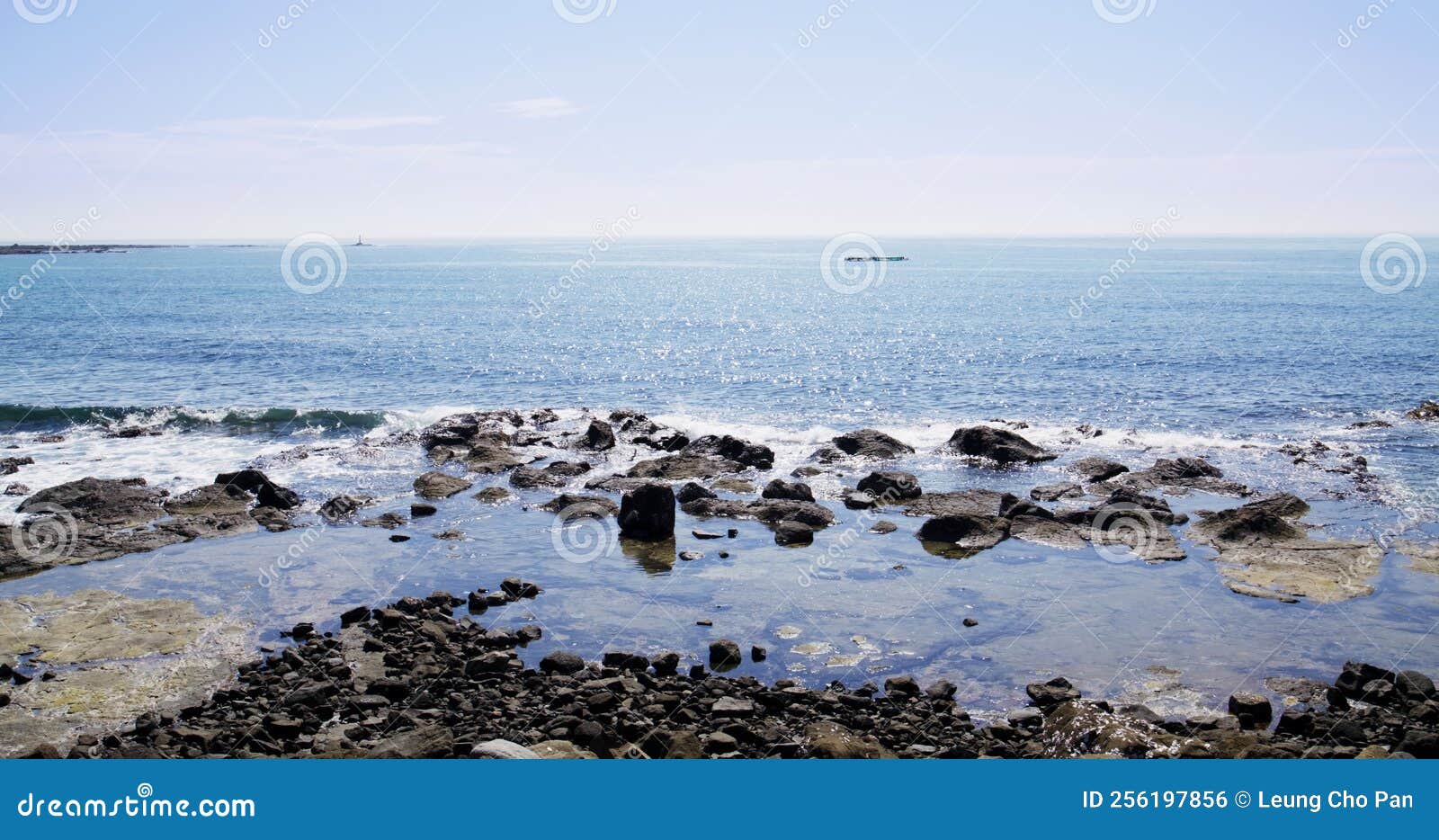 Stone Rock Sea Beach with Sky Stock Photo - Image of sunny, landscape ...
