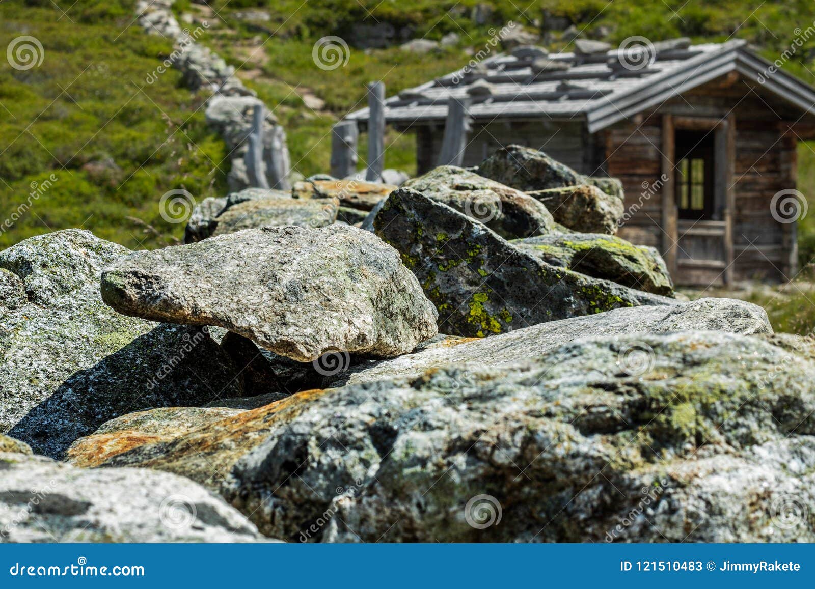 Stone Rocks with Old Hut in the Austrian Alps Stock Image - Image of ...