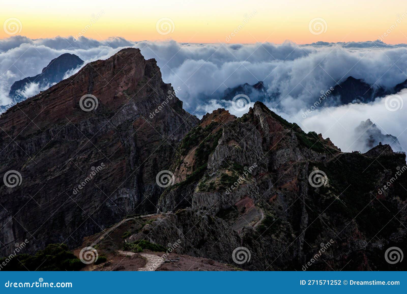 The Stone Rocks, Peaks of Mountains. Clouds and Sunset Light Background ...