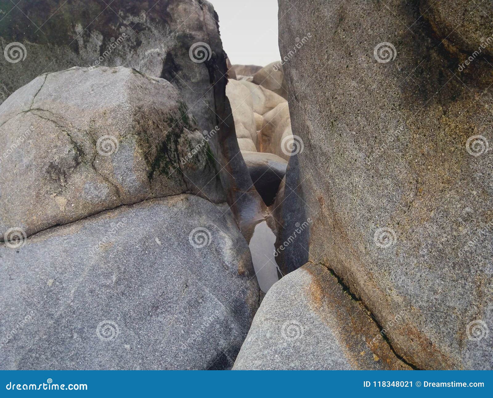 Stone between Rocks, Salt Water and Sand Stock Image - Image of scary ...