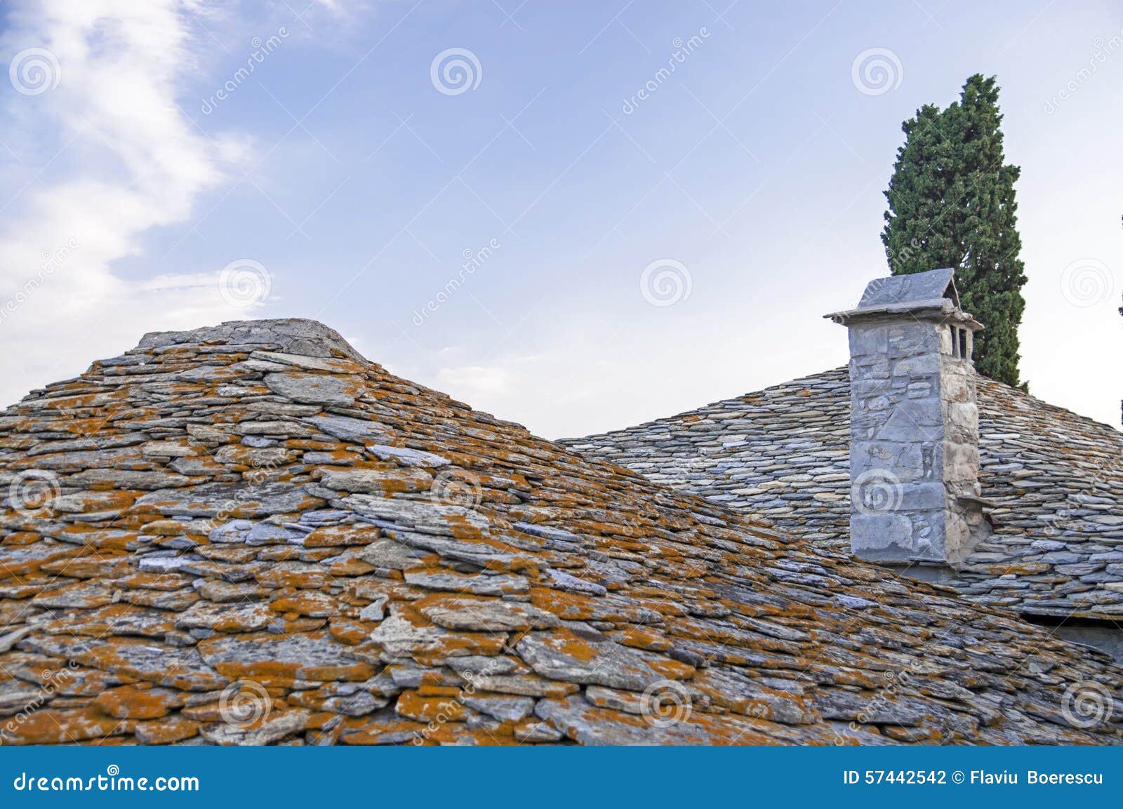 Stone roof in Greece stock photo. Image of color, view - 57442542