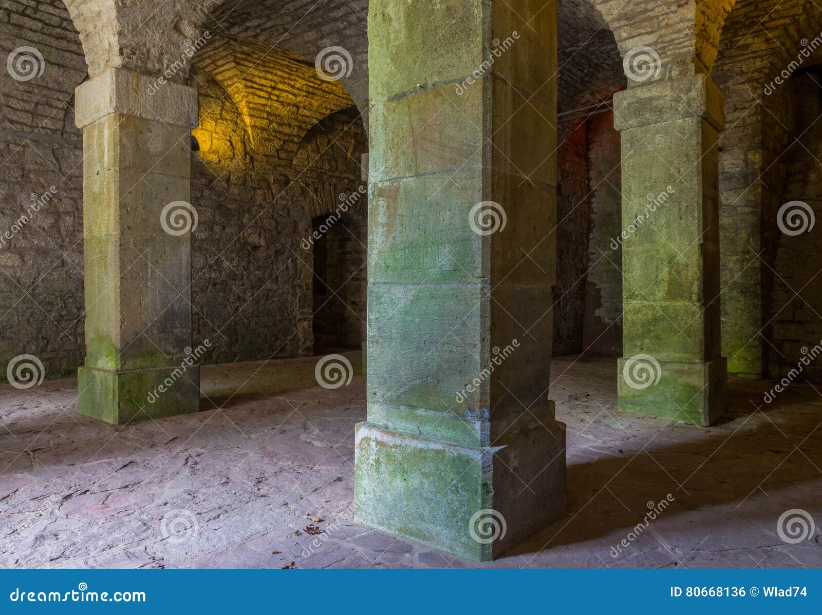 Stone Room with Columns in the Old Town. Stock Photo - Image of stone ...