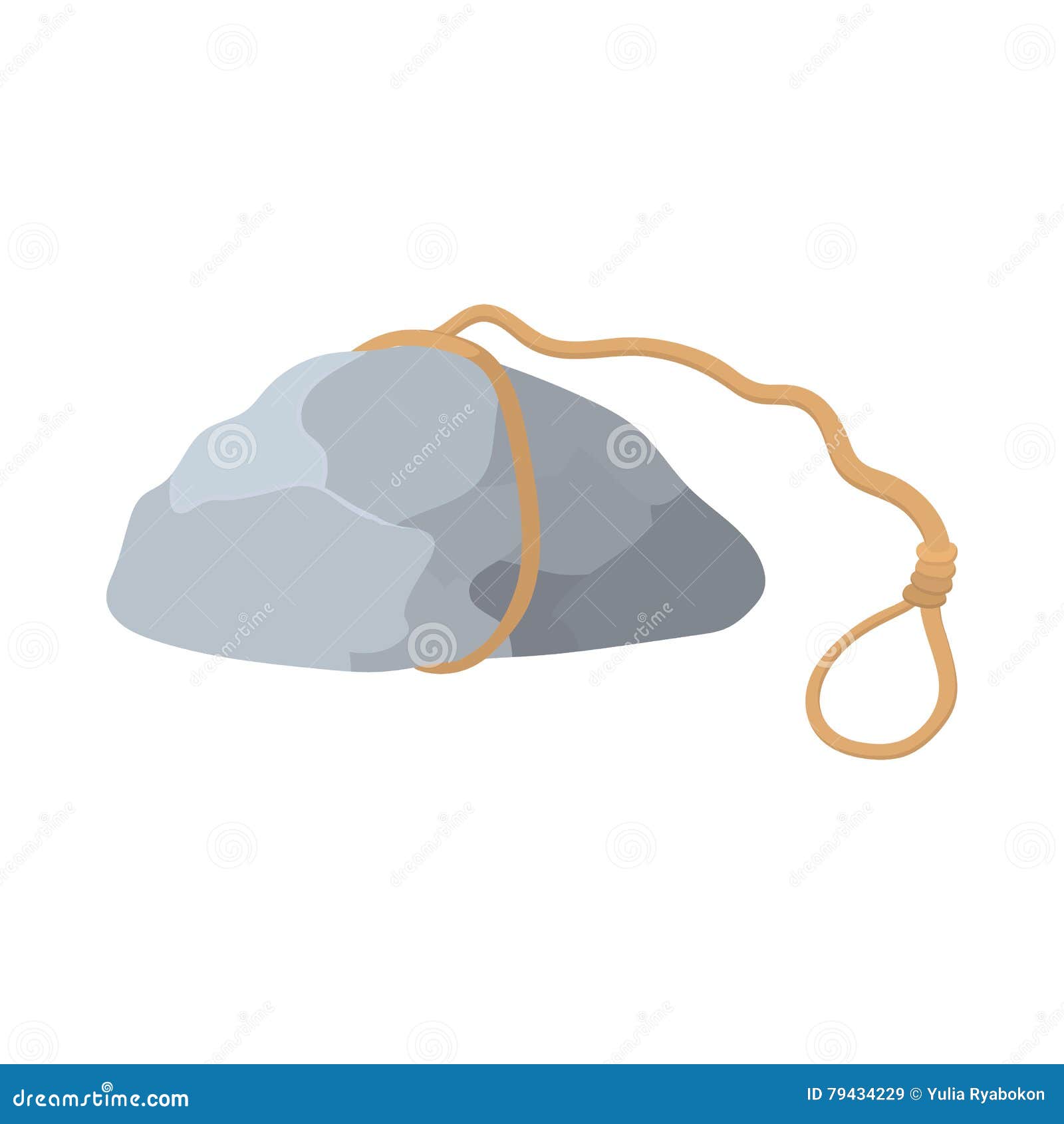 Stone with Rope Icon, Cartoon Style Stock Vector - Illustration of icon ...
