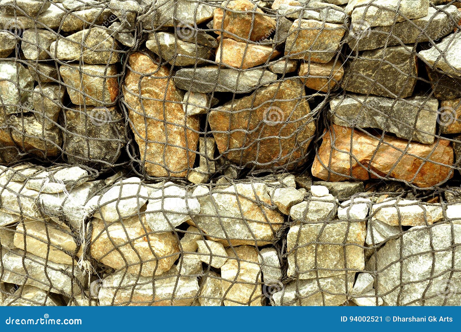 Stone in Rope Mesh at Beach Stock Image - Image of element, gravel ...