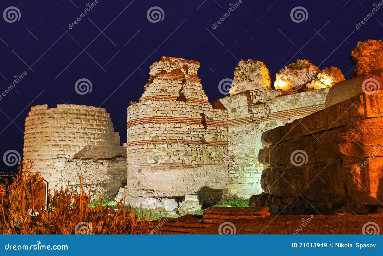 Stone ruins at night stock image. Image of lamp, view - 21013949