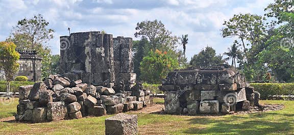 Stone Ruins of a Temple Building in Central Java, Indonesia Stock Photo ...
