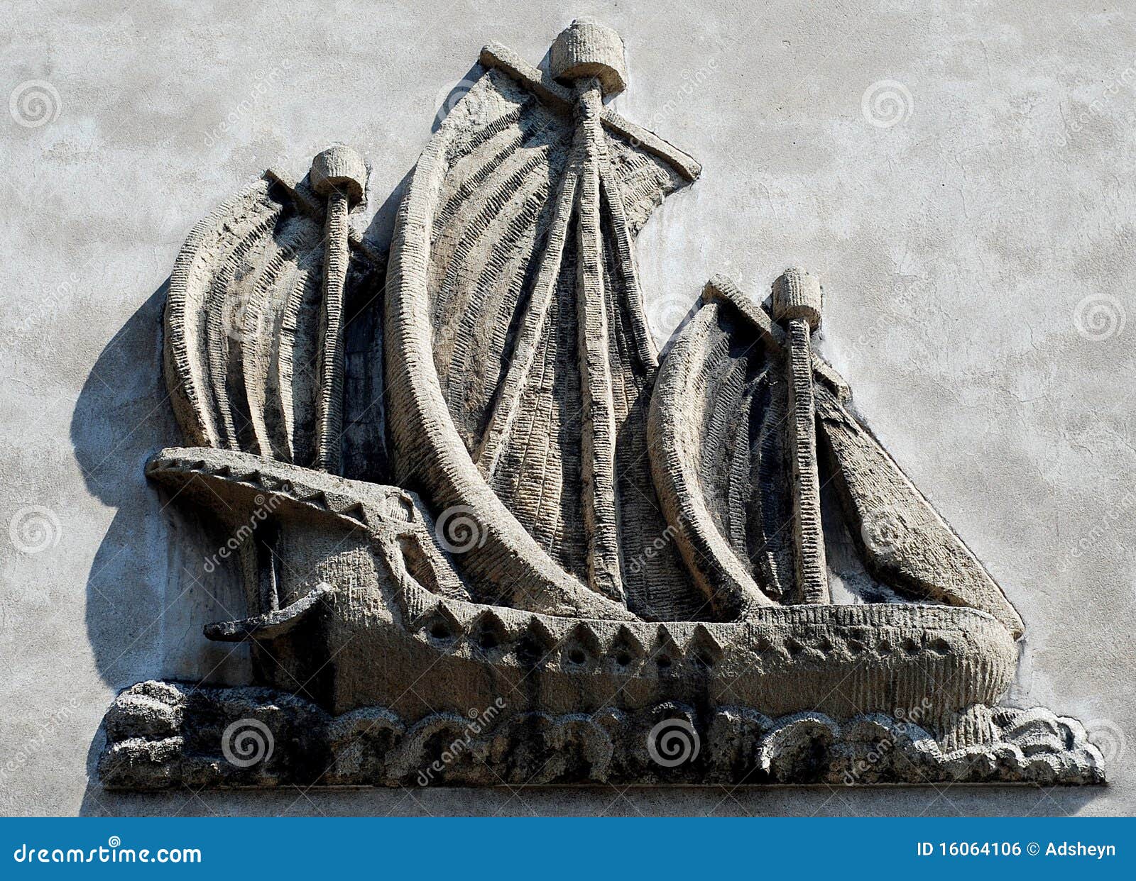 Stone_sailing_ship stock photo. Image of emboss, sandstone - 16064106