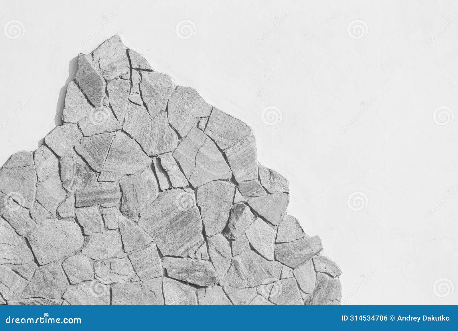 Stone Sample Rough Mountain Solid Object Grey on White Light Wall ...