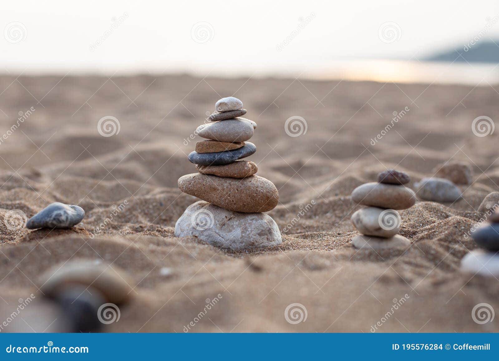 Stone Sculpture on the Beach, Beautiful Pebble Tower Stock Photo ...