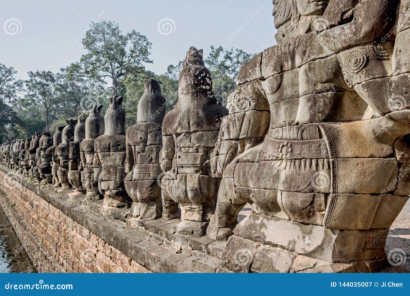 Stone Sculpture on Bridge at Angkor Wat Stock Image - Image of ...