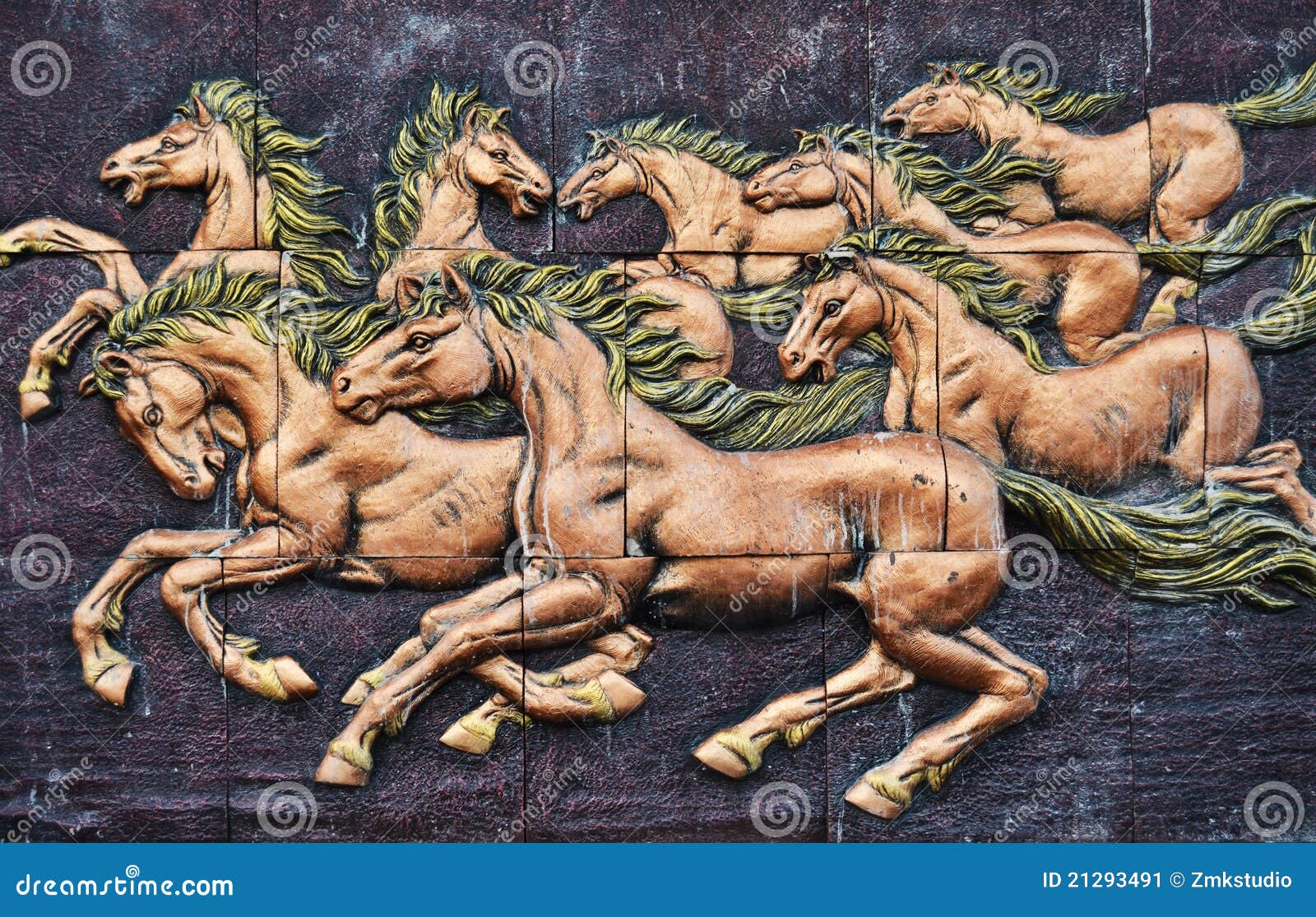 Stone Sculpture of Horse on Wall Stock Image - Image of element, detail ...
