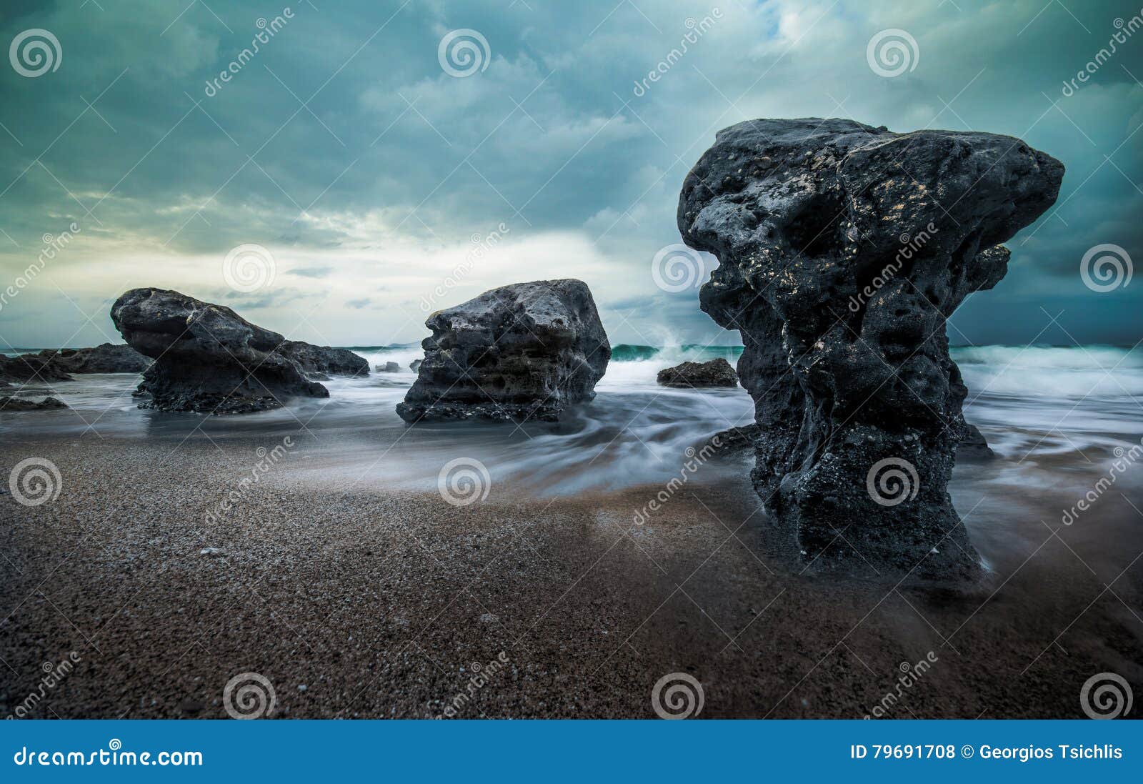 Stone Sculptures Formed by the Waves. Stock Photo - Image of idyllic ...