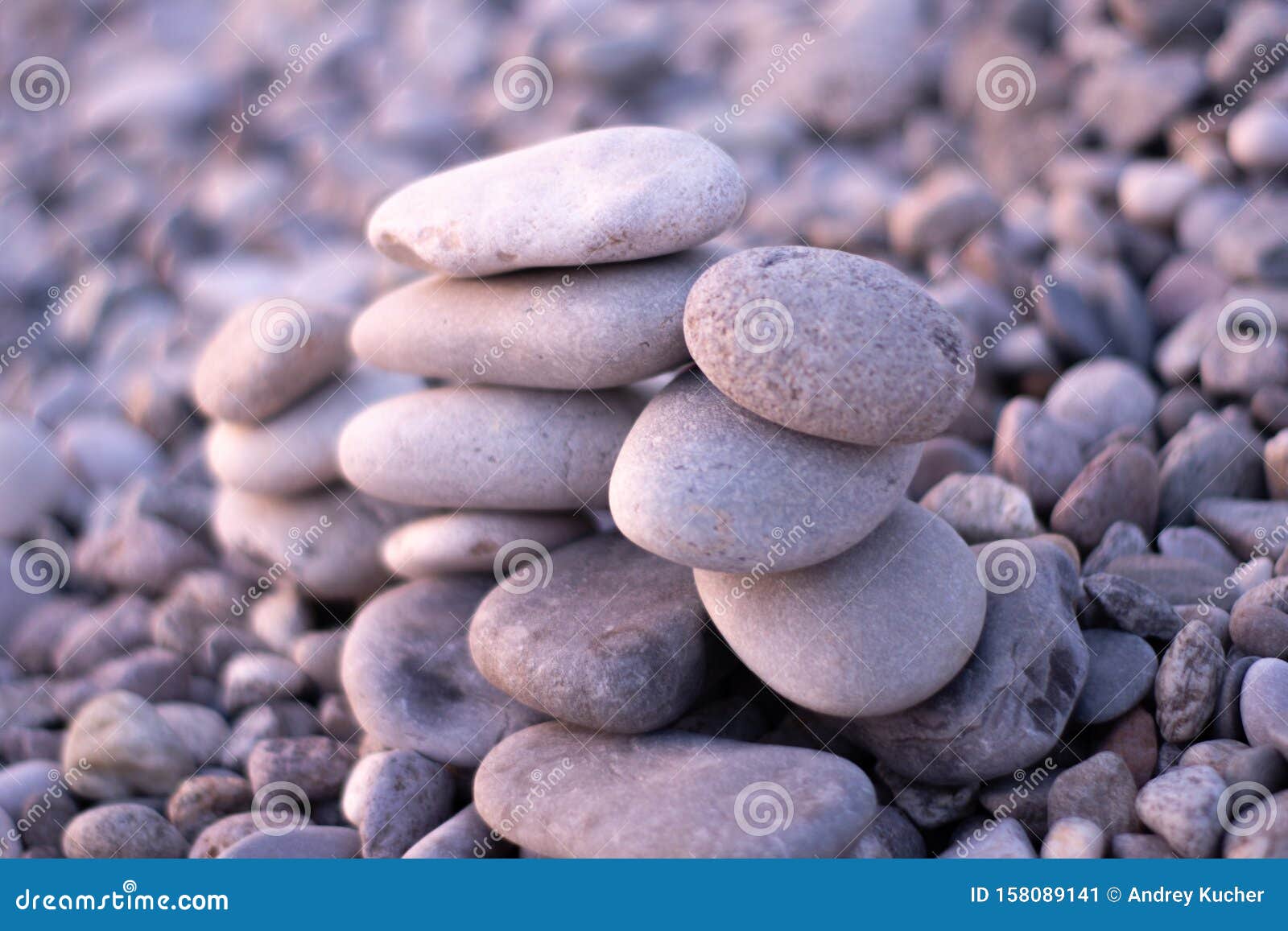 Stone on Sea Shore Closeup. Pebbles Stacked on the Beach Stock Image ...