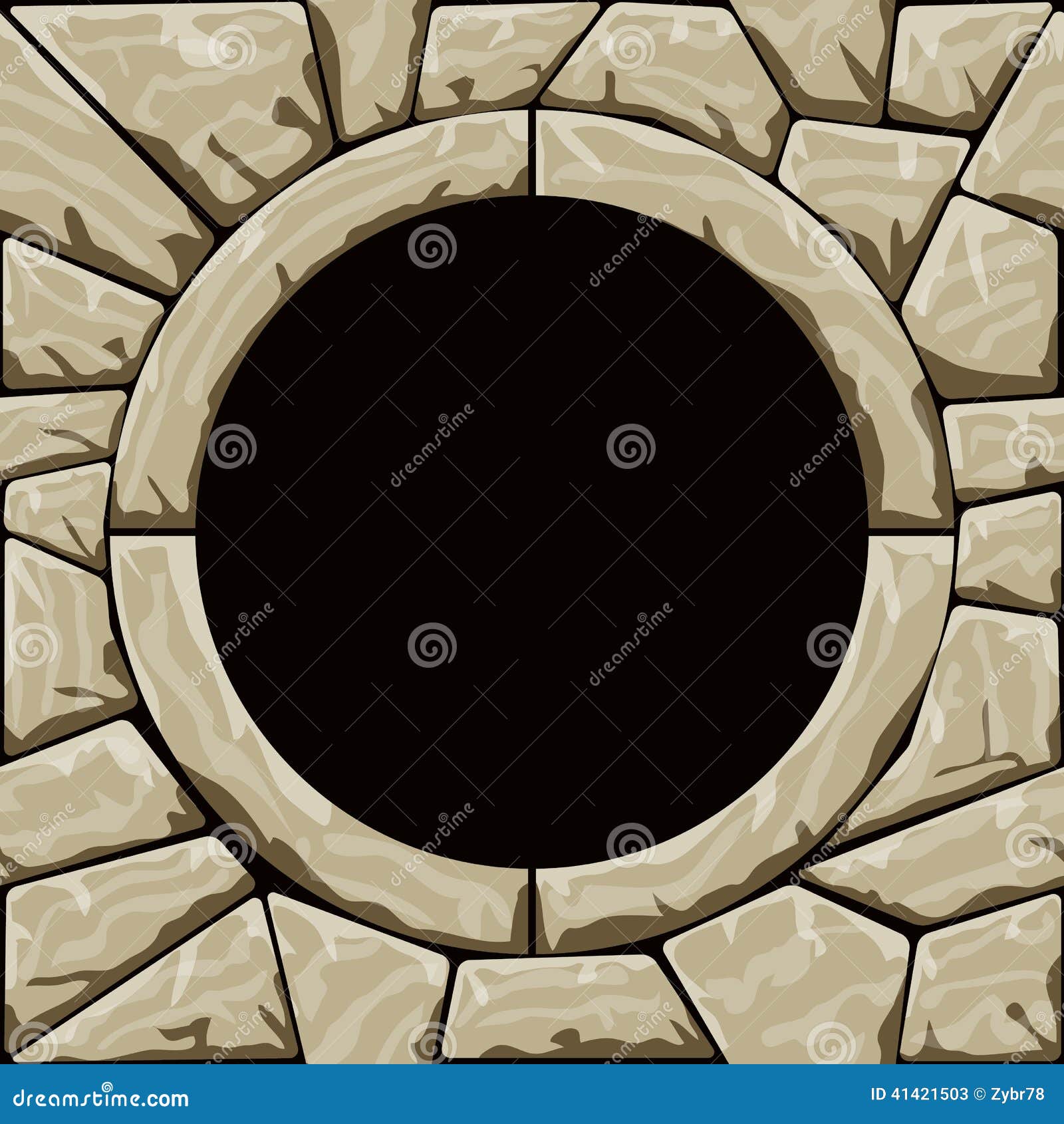 Stone Seamless Pattern with Round Frame Stock Vector - Illustration of ...