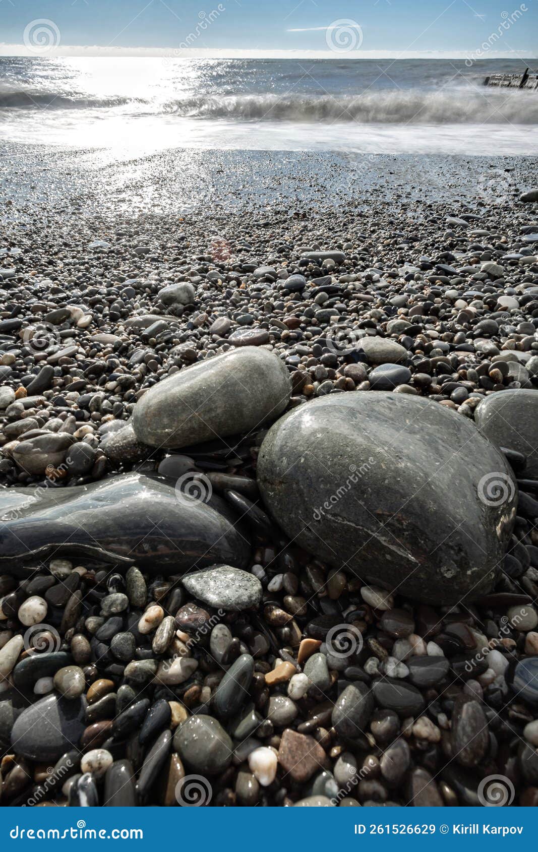 A Stone on the Seashore on a Pebble Beach Stock Image - Image of shore ...