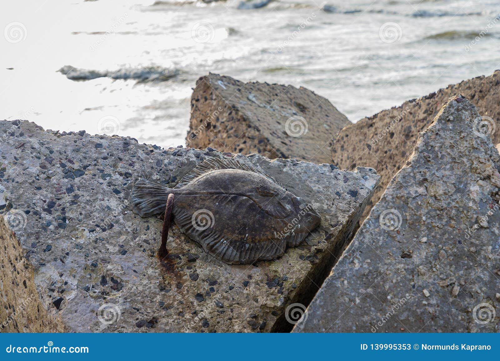Stone-shaped cement fish stock image. Image of fish - 139995353