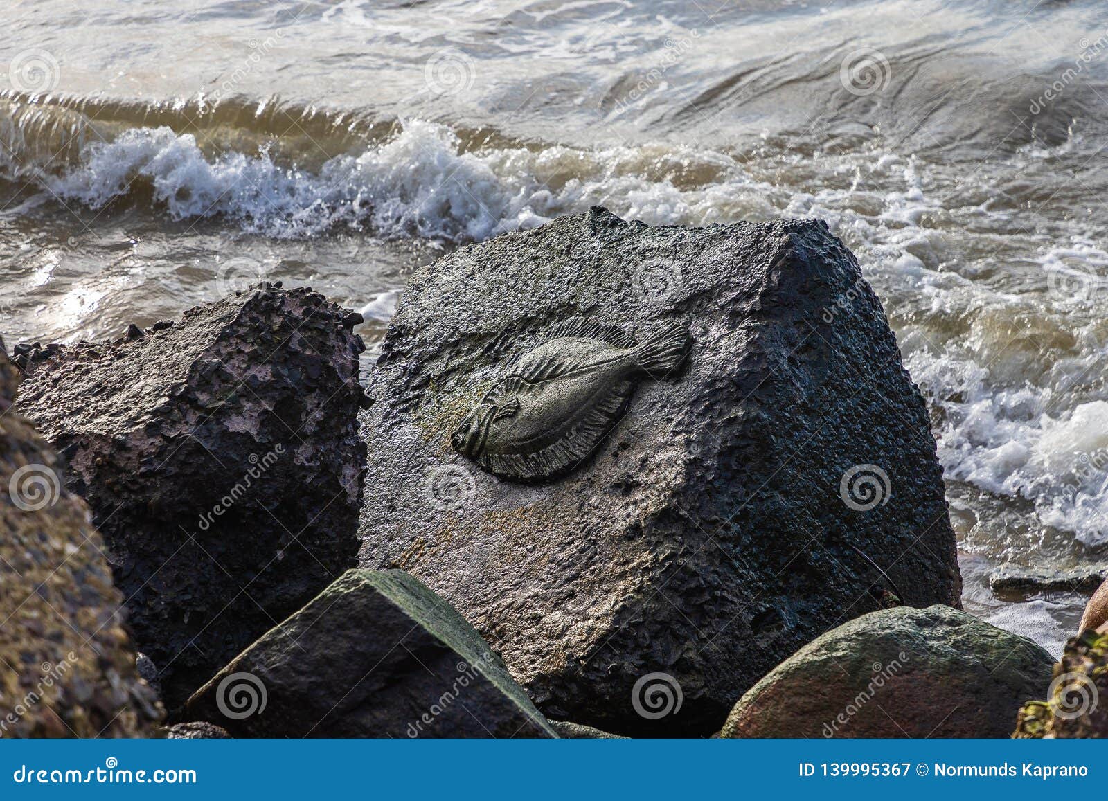 Stone-shaped cement fish stock image. Image of clay - 139995367