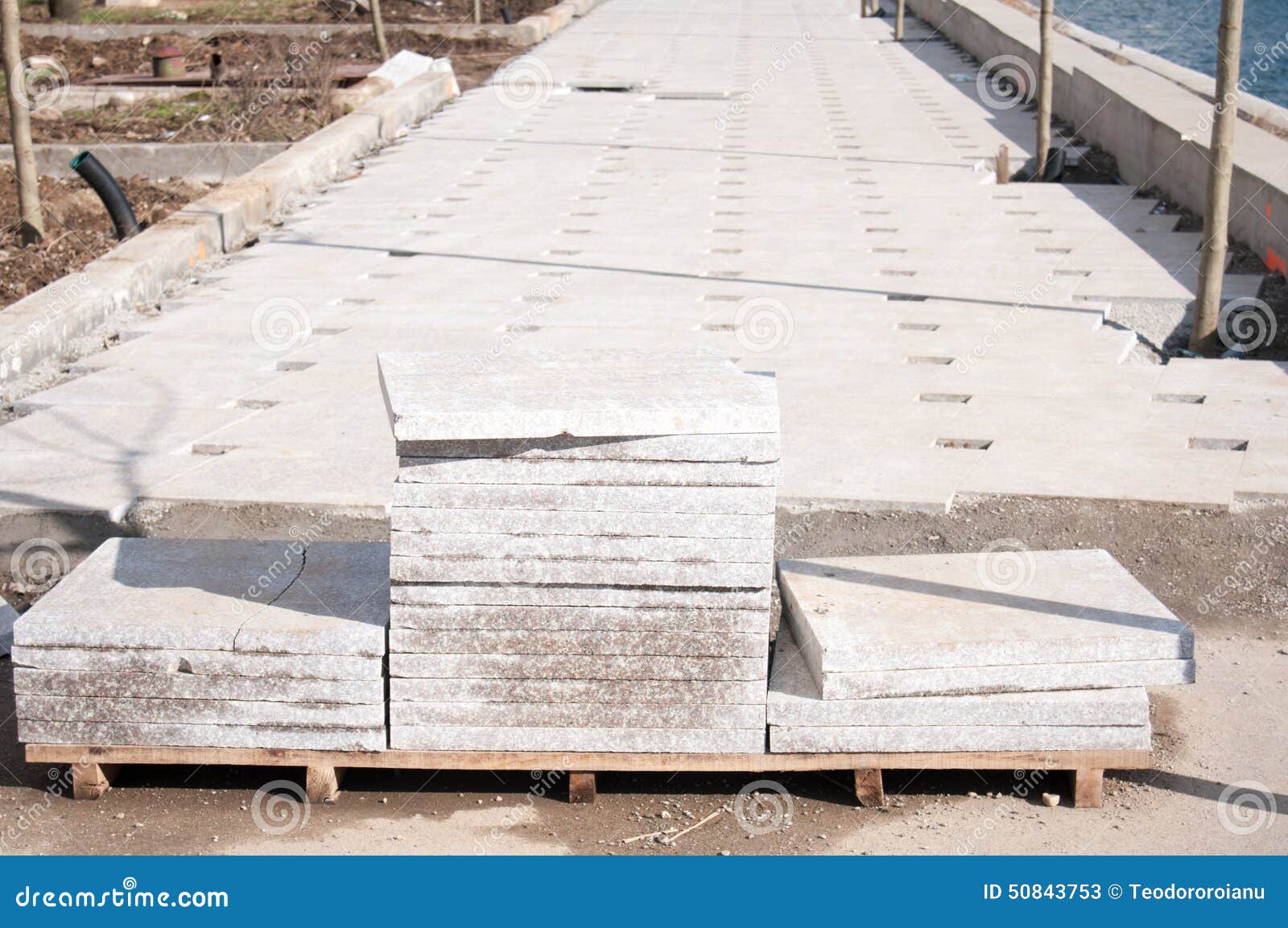 Stone Sheet Pavement in Progress Stock Image - Image of cobblestone ...