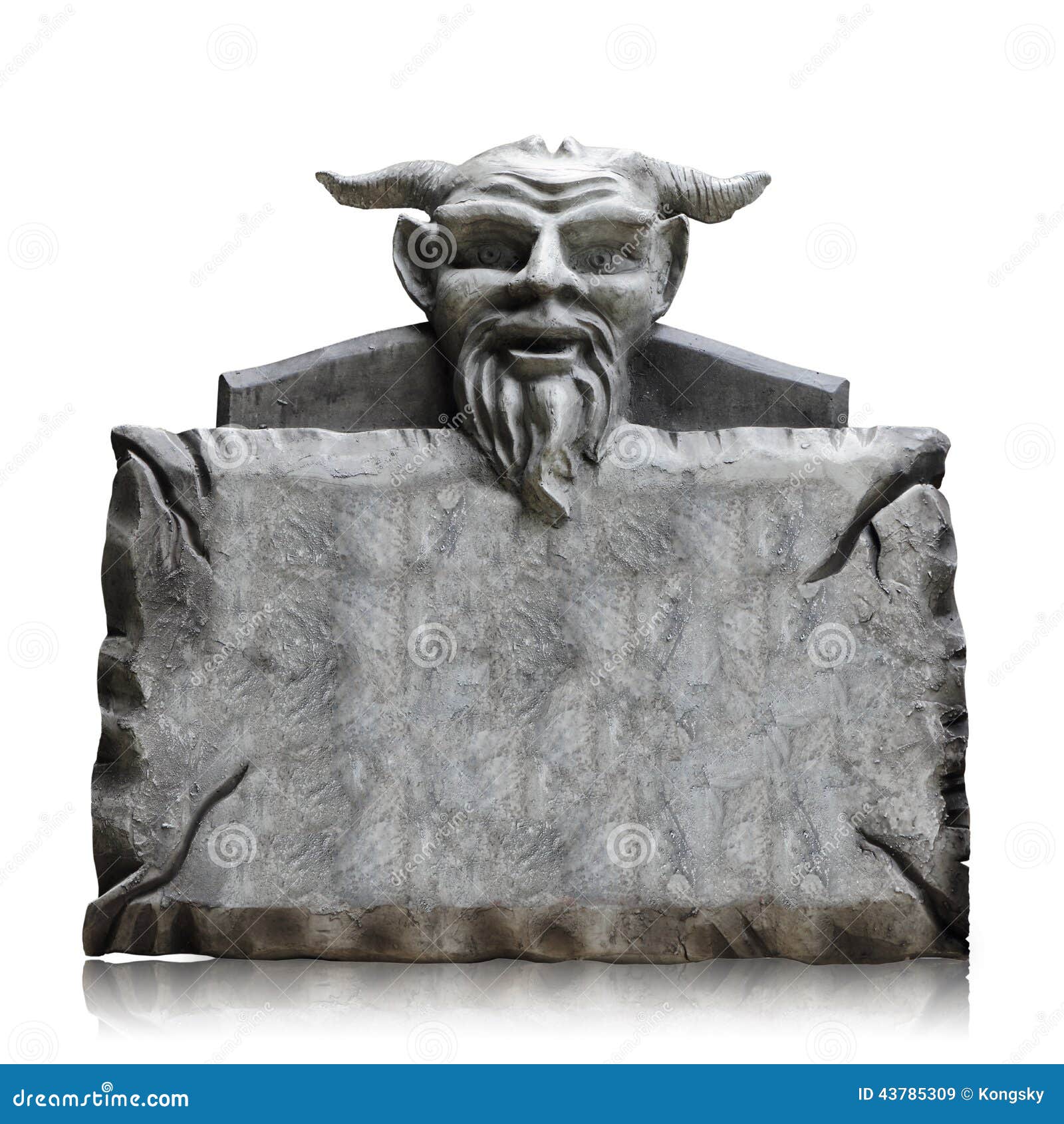 Stone Sign Board with Devil Head, Copy Space and Clipping Path. Stock ...