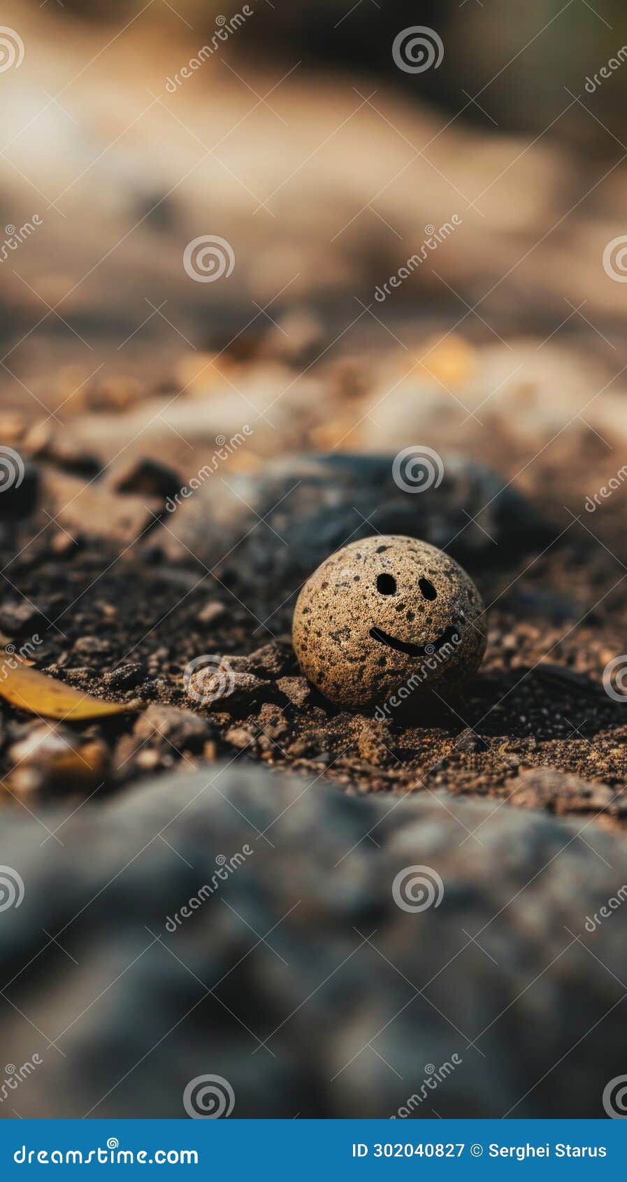 A Stone with a Smiley Face Sitting on the Ground, AI Stock Image ...