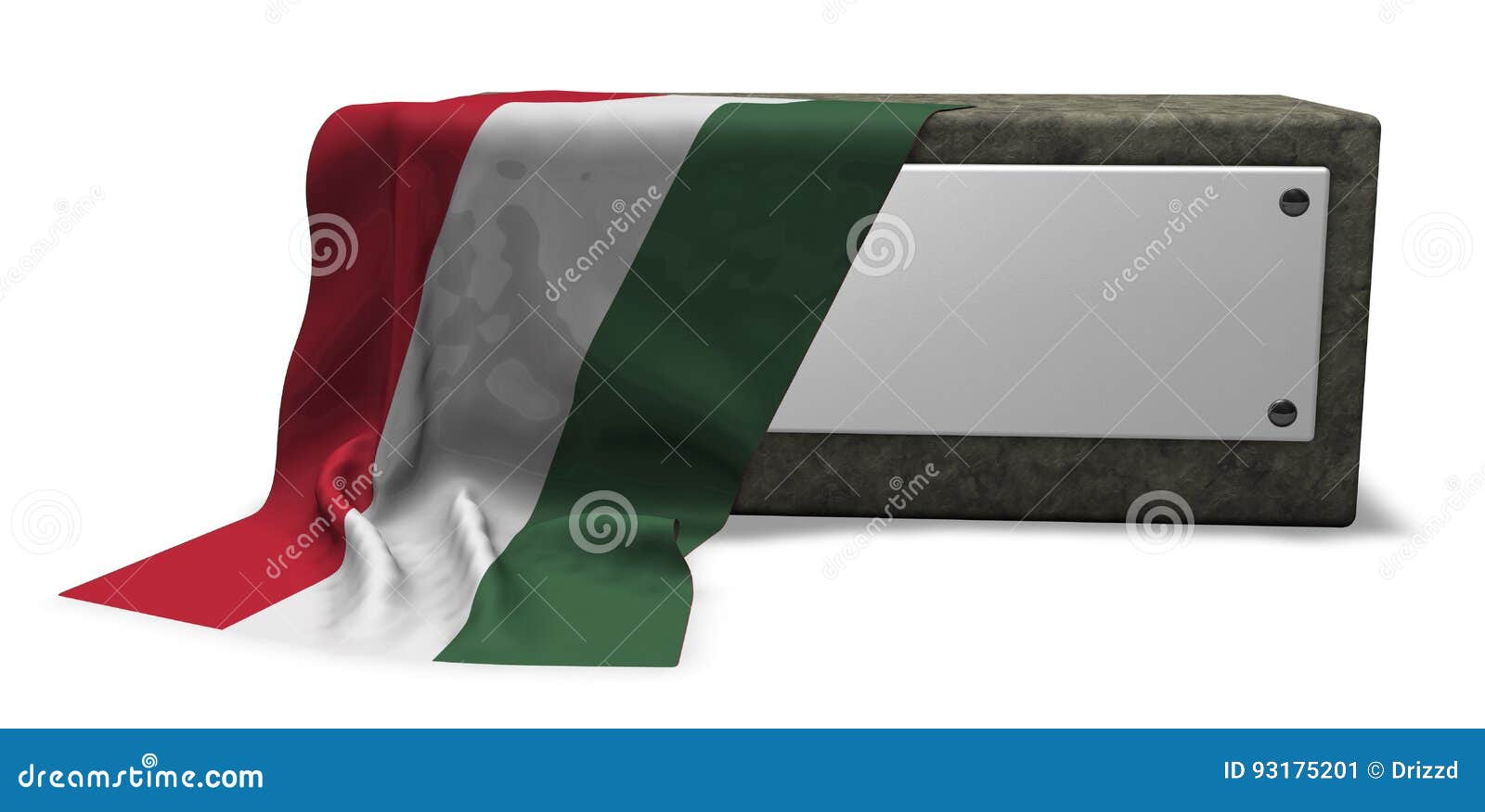Stone Socket with Blank Sign and Flag of Hungary Stock Illustration ...