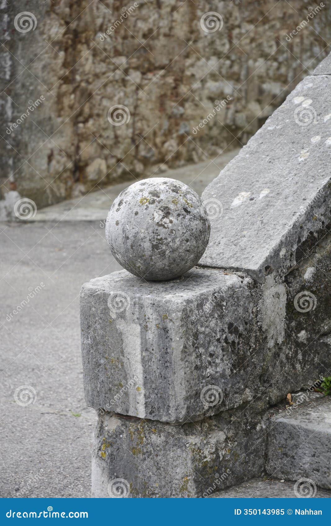 Stone sphere stock image. Image of detail, stonework - 350143985