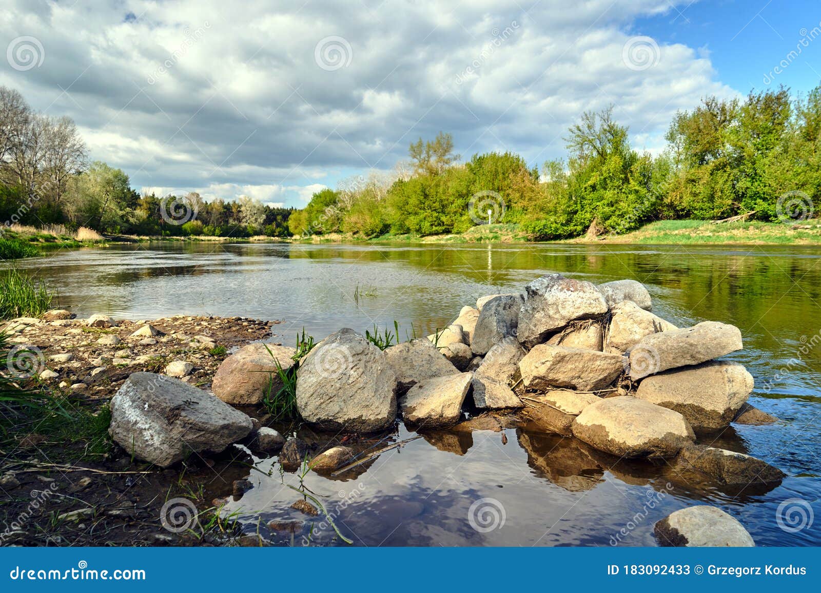 Stone Spur on the Warta River Stock Image - Image of plant, deciduous ...
