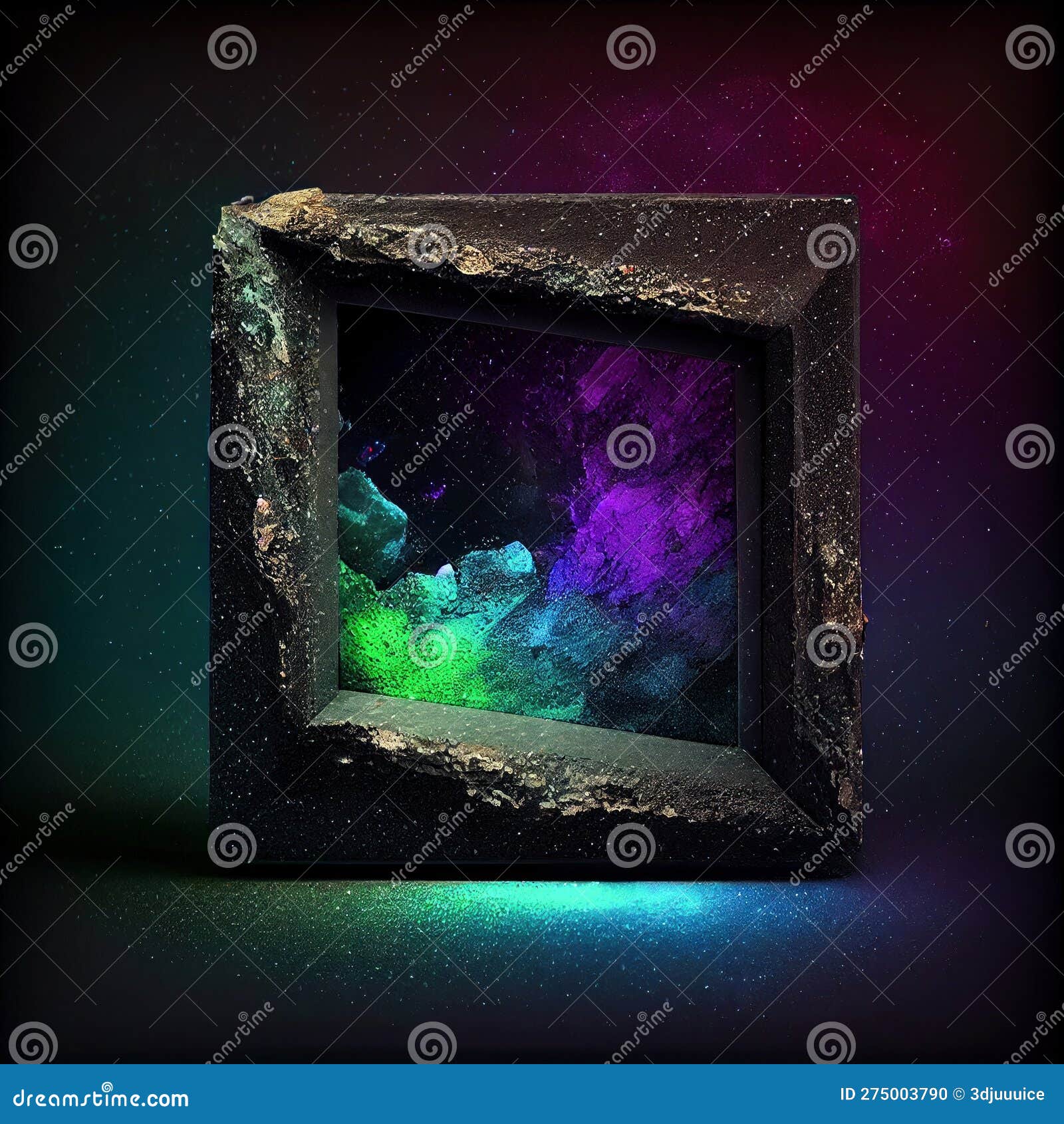 A Stone Square Frame with Colorful Rocks on Bright Background. Stock ...