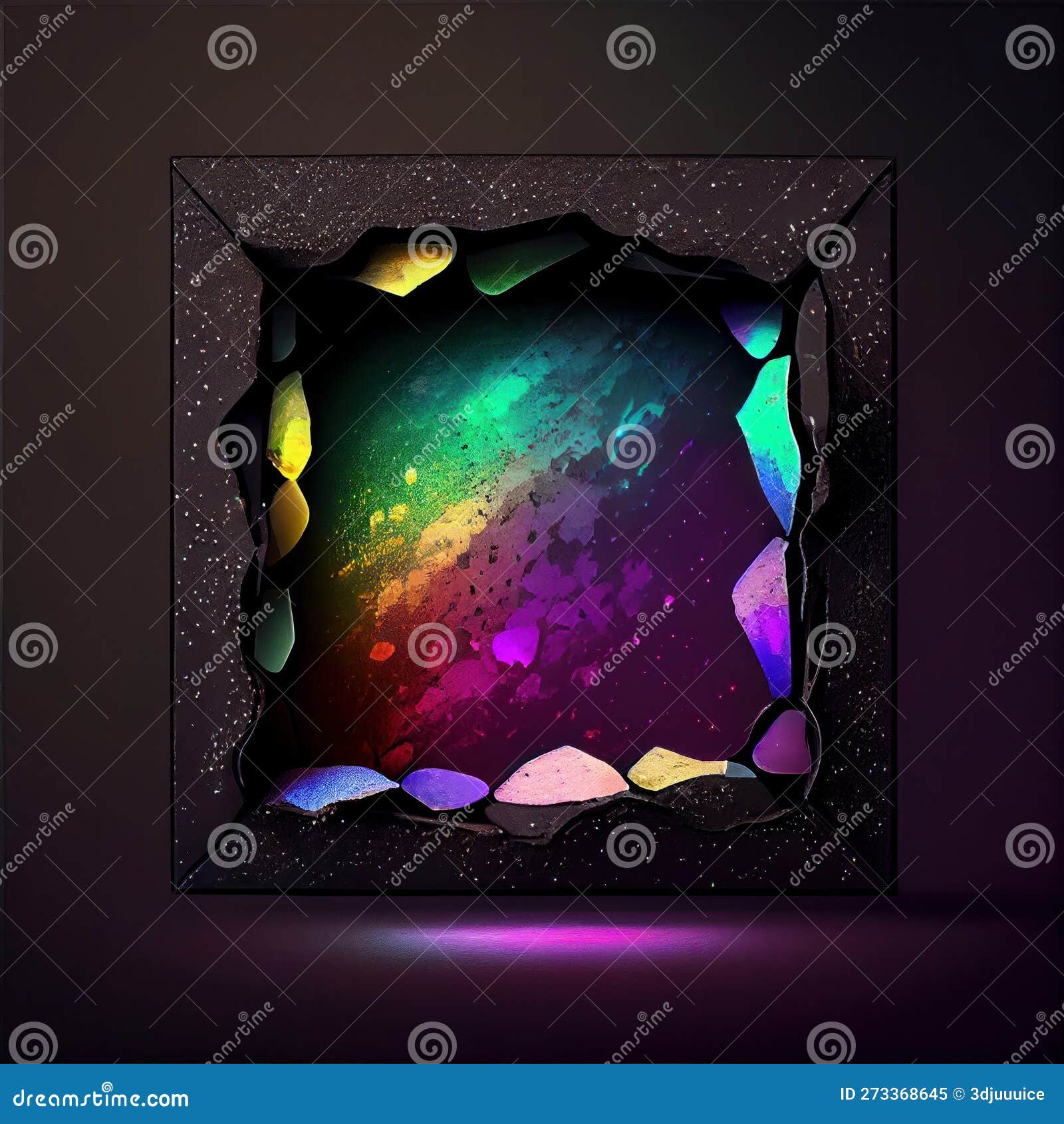 A Stone Square Frame with Colorful Rocks on Solid Background. Stock ...