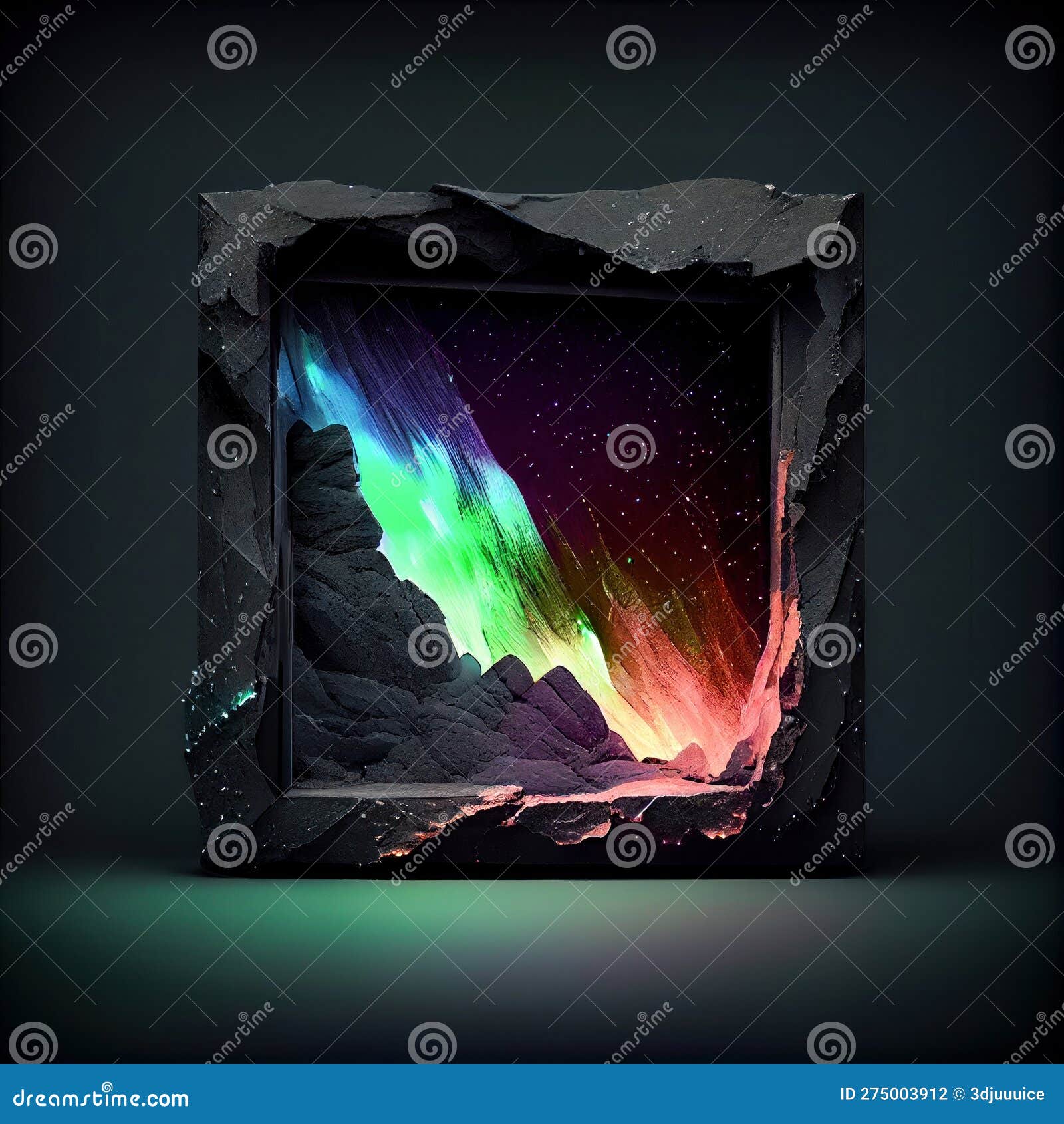 A Stone Square Frame with Colorful Rocks on Solid Background. Stock ...