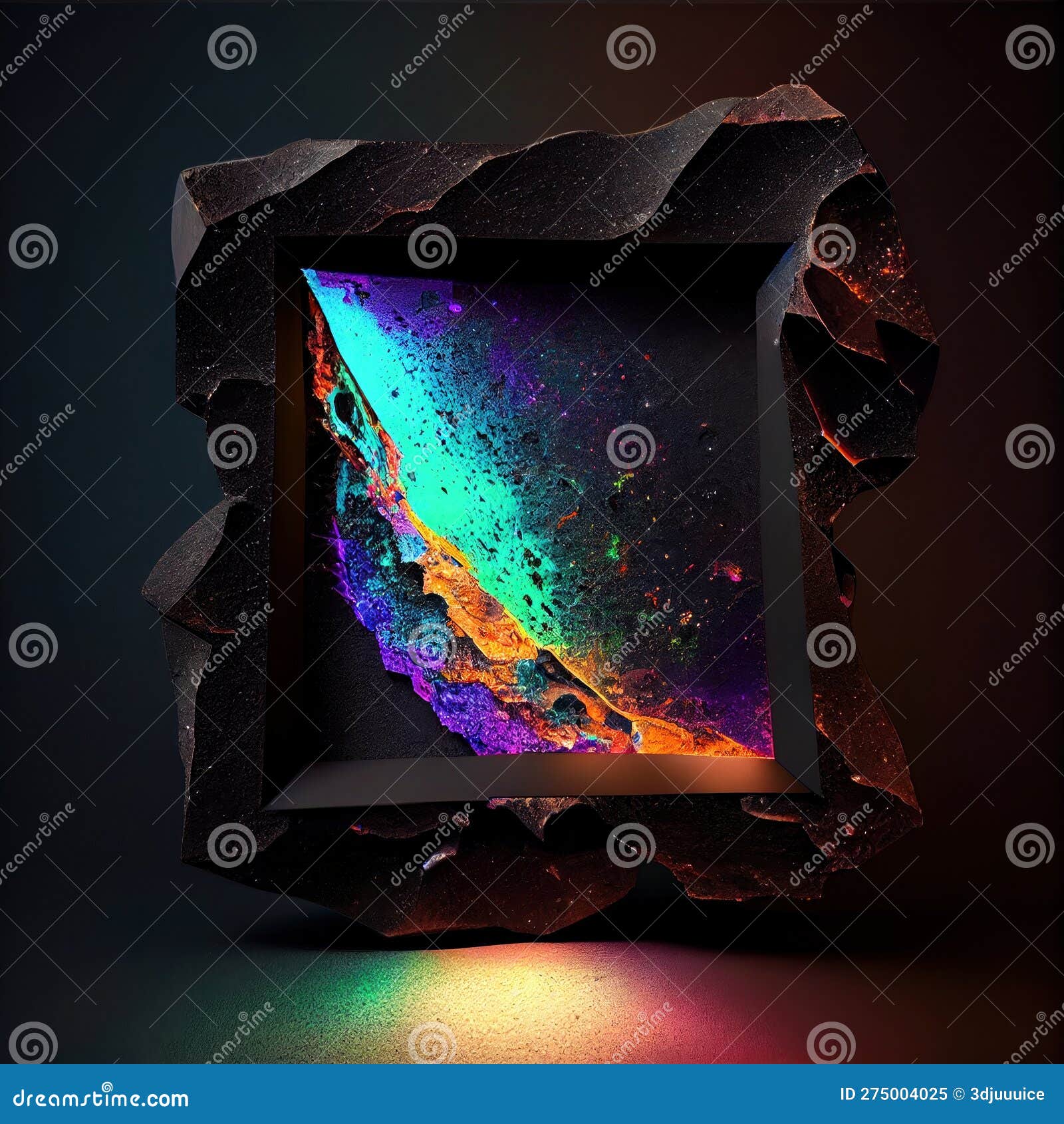 A Stone Square Frame with Colorful Rocks on Solid Background. Stock ...