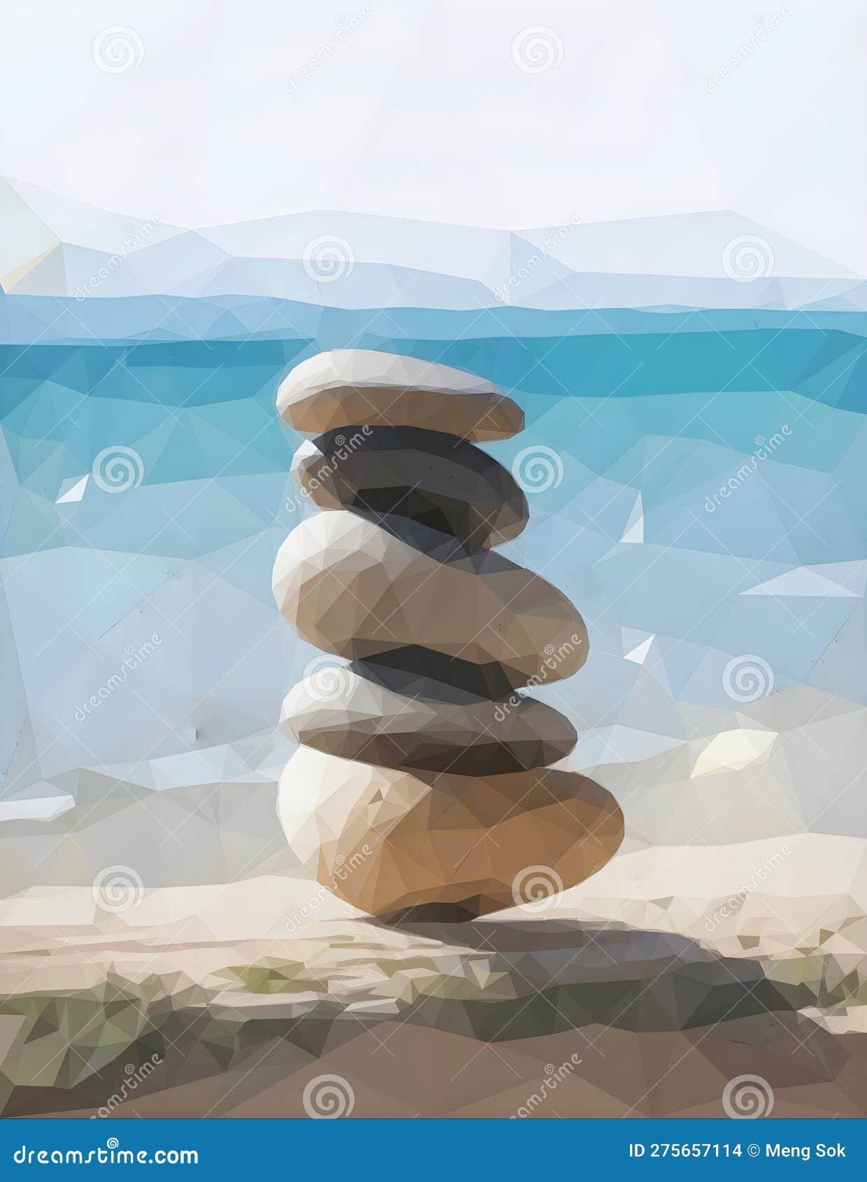 A Stone Stack on the Beach with the Sea in the Background. Stock ...