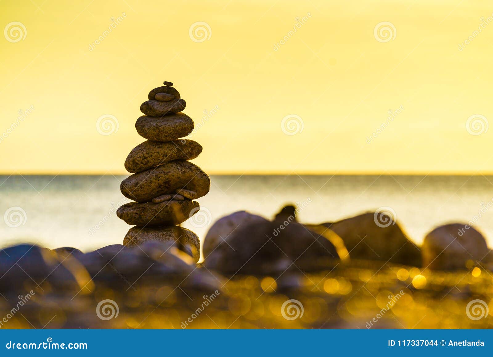Stone Stack on Beach Sea Shore. Stock Photo - Image of boat, vacation ...