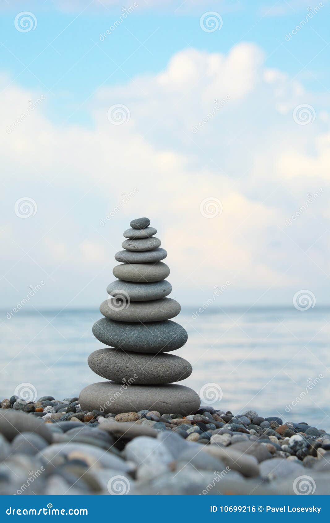 Stone Stack on Pebble Beach Stock Photo - Image of philosophy, closeup ...